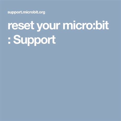 Reset Micro Bit Program