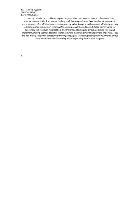 Arrays Should Be Considered In Your Program When They Are Particularly Useful When You Have A