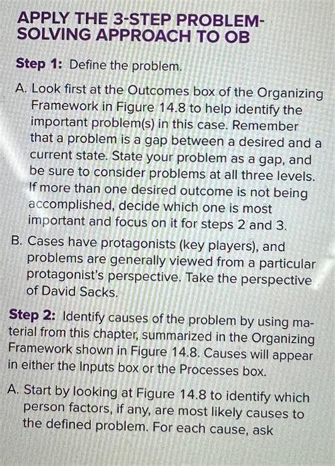 Solved SOLVING APPROACH TO OB Step 1 Define The Problem A Chegg