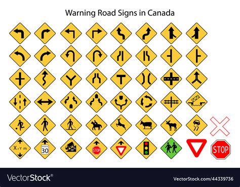 Road Signs In Canada Canadian Warning Royalty Free Vector