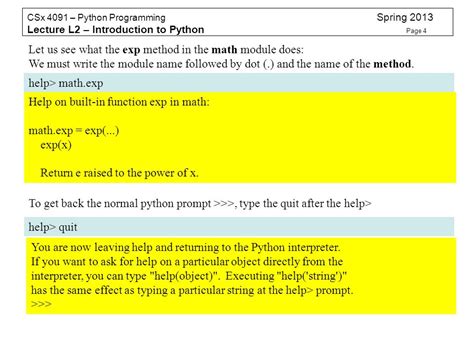 Csx 4091 Python Programming Spring 2013 Lecture L2 Introduction To