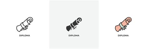 Diploma Icon Line Solid And Filled Outline Colorful Version Outline And Filled Vector Sign