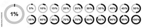 Loading Progress Bar Percentage Circle Set Loading Indicator Set Vector Illustration Stock