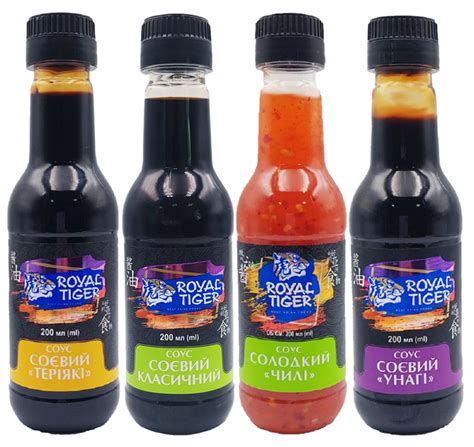 Набор соусов Royal Tiger Соевый Терияки + Соевый Унаги + Сладкий Чили ...