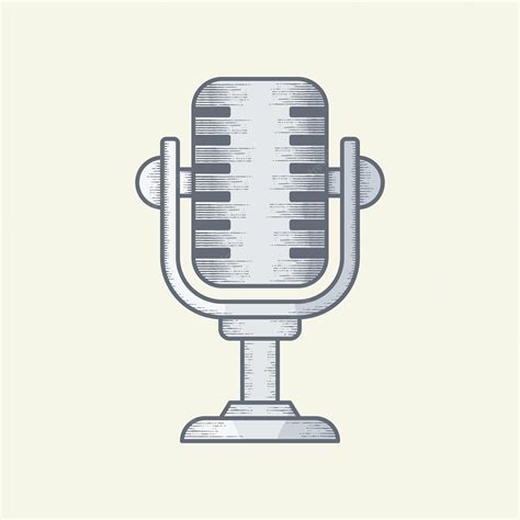 빈티지 마이크 그림 프리미엄 벡터
