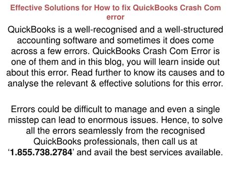 ppt effective solutions for how to fix quickbooks crash com error