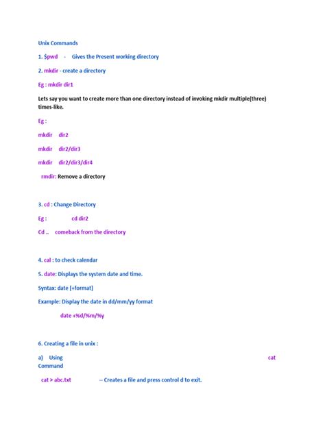 Unix Commands Pdf Software Operating System Technology