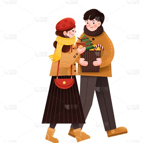 圣诞节肌理手绘手绘贴纸 情侣