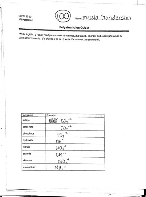 Daily Quiz Material Polyatomic Ion Quiz A Quiz Over Unit Calculations Drawing Lewis Dot