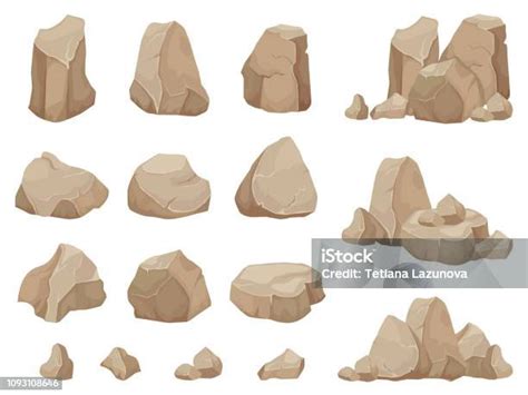 돌 바위입니다 돌 볼 더 자갈 잡 석 및 바위의 더미 만화 고립 된 벡터 세트 바위에 대한 스톡 벡터 아트 및 기타 이미지 바위 일러스트레이션 표석 Istock