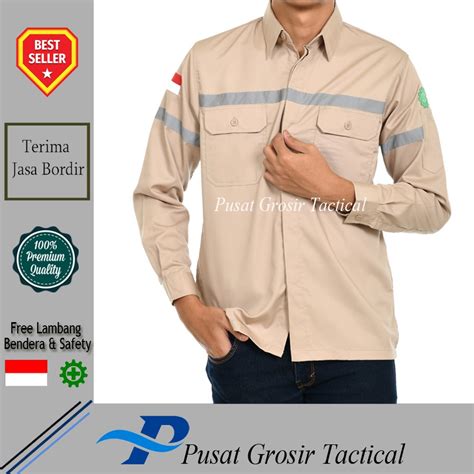 Jual Baju Kemeja Pria Lapangan Safety Pdl Proyek Kemeja Lengan Panjang Tactical Taktikal Wearpak