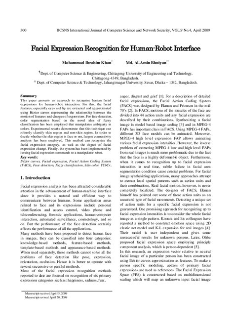 pdf facial expression recognition for human robot interface