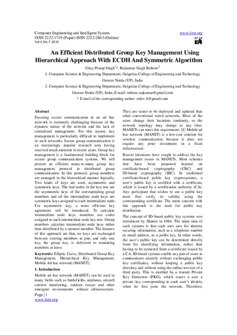 Pdf An Efficient Distributed Group Key Management Using Hierarchical