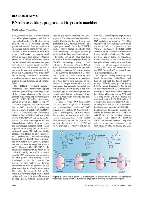 Pdf Rna Base Editing Programmable Protein Machine