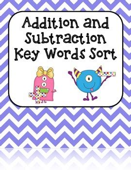 Addition And Subtraction Key Words Sort By TN Teacher TPT
