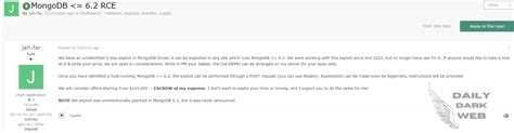 Threat Actor Offers Mongodb Remote Code Execution Rce Exploit For 100000 Claiming