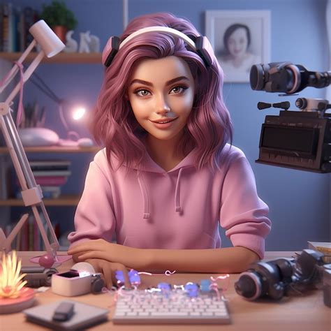 Premium Photo 3d Rendered Ultrarealistic Female Vlogger Making A