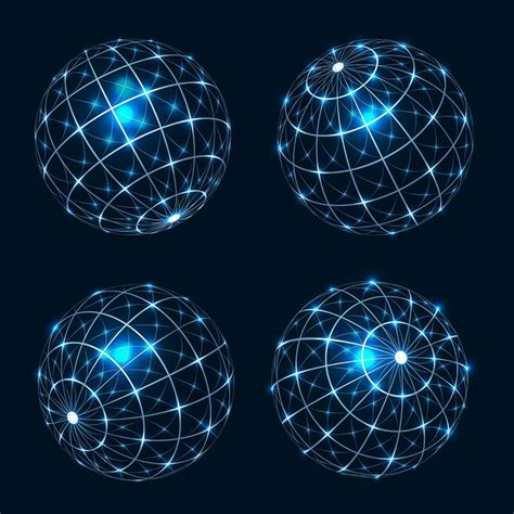 Glowing Globe Wireframes By Vectortatu Thehungryjpeg