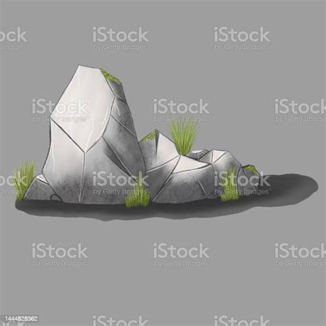 회색 배경에 바위와 돌의 그림입니다 무거운 조약돌과 화강암 잔해 금이 간 바위 같은 원시 풍경 사막 클립 아트 0명에 대한 스톡 벡터 아트 및 기타 이미지 Istock