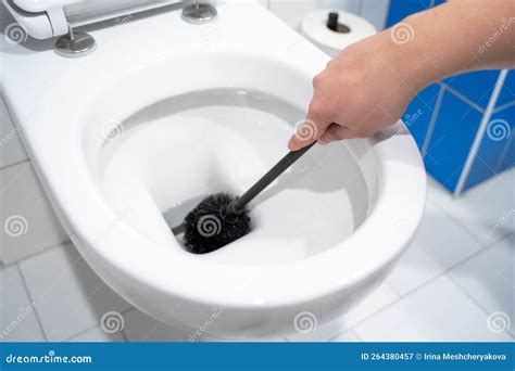 Hand Toilet Brush Cleans Disinfects Toilet Bowl Restroom Apartment Cleaning Stock Image Image