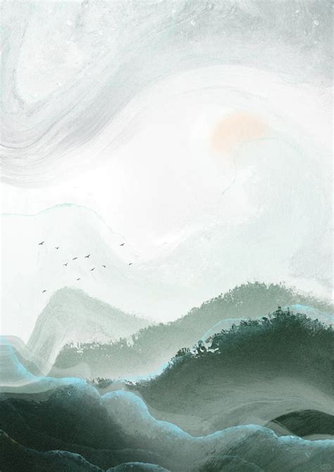 古风背景 国风肌理感山水抽象背