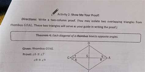 solved activity 2 show me your proof directions write a two column proof you may isolate