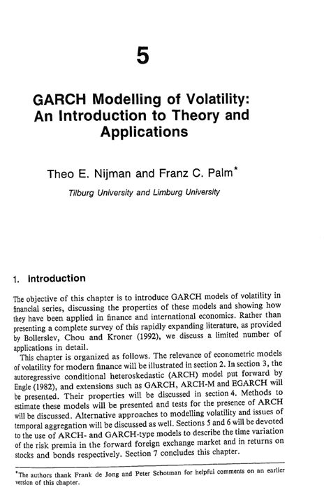 Pdf Garch Modelling Of Volatility An Introduction To Theory And Applications