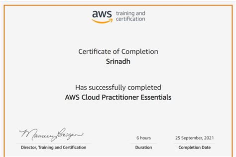 Srinadh Thatikonda On Linkedin Certificate Name Aws Cloud