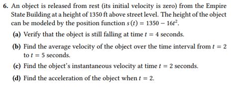 Solved An Object Is Released From Rest Its Initial Chegg