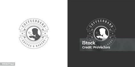 커피 또는 찻집 로고 템플릿 벡터 일러스트 레이션 남자 들고 얼굴 실루엣 에 좋은 카페 배지 광고에 대한 스톡 벡터 아트 및 기타 이미지 Istock