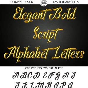 Elegant Bold Script Alphabet Letters SVG DXF Vector Images Monogram Cricut Cuttables Silhouette