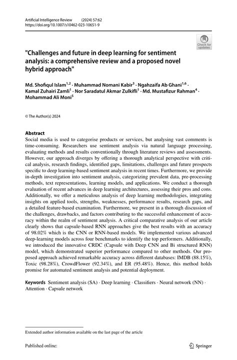 Pdf Challenges And Future In Deep Learning For Sentiment Analysis A Comprehensive Review And