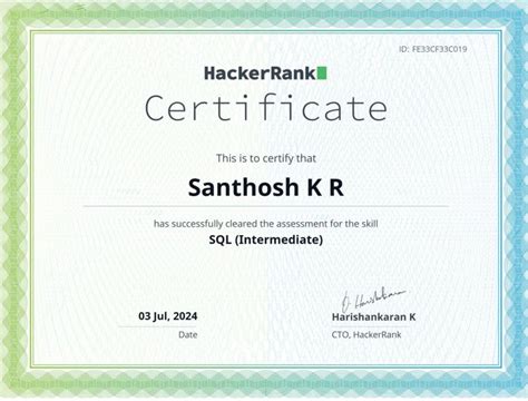 sql hackerrank professionalgrowth dataanalysis continuousimprovement… santhosh k r