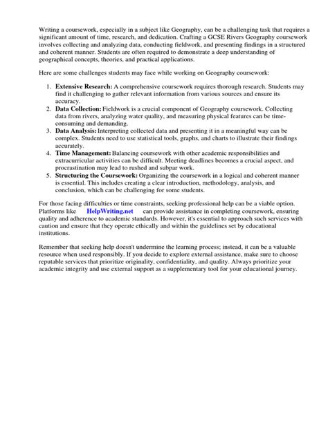 Geography Coursework Gcse Rivers Pdf River Geography