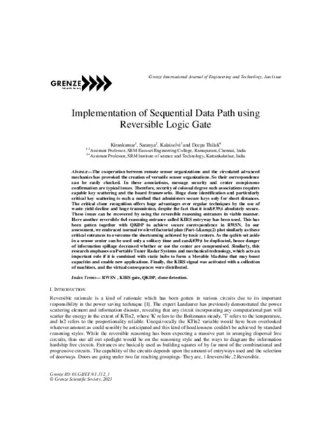 Pdf Implementation Of Sequential Data Path Using Reversible Logic