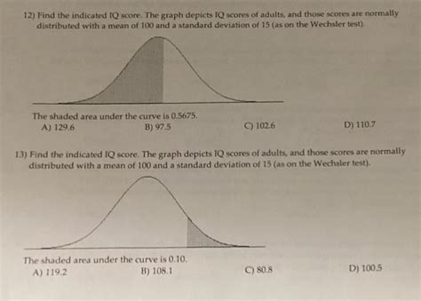 Solved 12 Find The Indicated Iq Score The Graph Depicts Iq