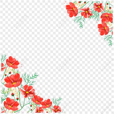 수채화 웨딩 붉은 꽃 일러스트 테두리빨간혼례 Png 일러스트 무료 다운로드 Lovepik