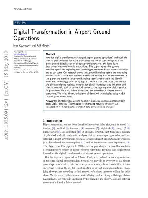 Digital Transformation In Airport Ground Operations Review Pdf Baggage Airport