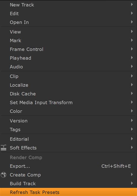 Q100487 How To Refresh Task Presets Within An Active Nuke Studio Hiero
