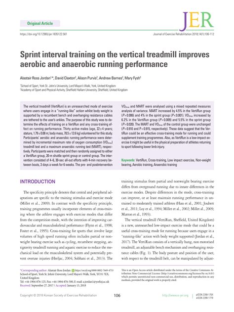 Pdf Sprint Interval Training On The Vertical Treadmill Improves