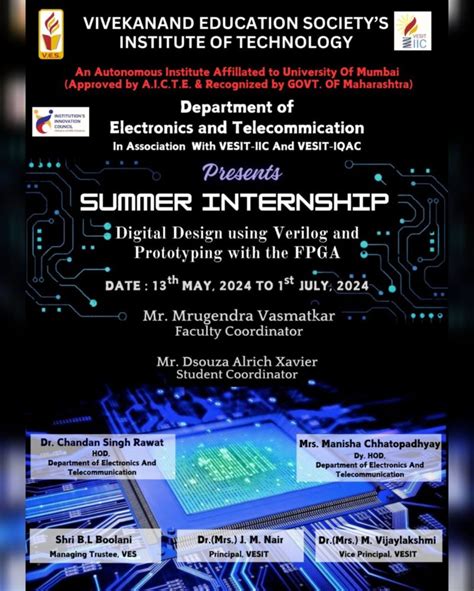 Summerinternship Digitaldesign Verilog Fpga Vesit Innovationcouncil Techtraining Ves