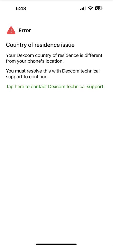 Dexcom FAQ I Received A Country Of Residence Error Message Levels Support