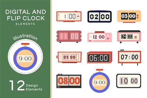 premium vector vector flat digital clock and flip clock