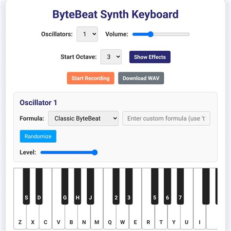 Bytebeat Synth Keyboard