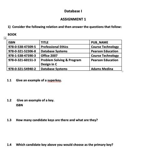 Solved Database Assignment 1 1 Consider The Following