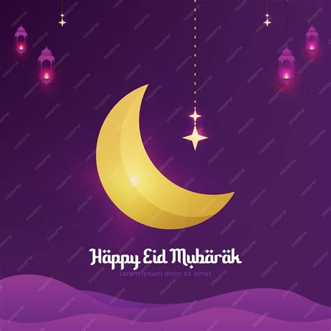 이드 무바라크 소셜 미디어 포스트 템플릿 이드 알 피트르 이슬람 축제 배너 프리미엄 벡터