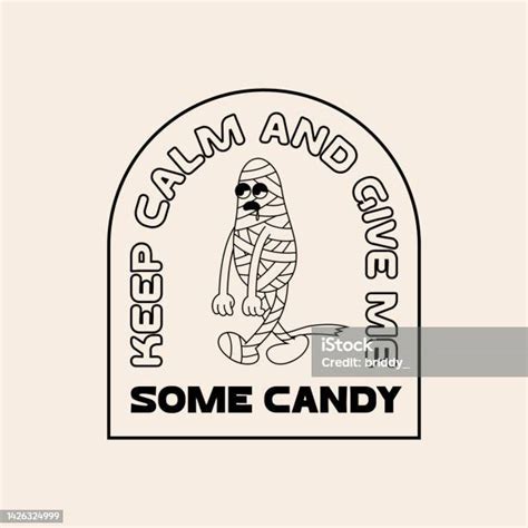 재미있는 복고풍 스타일의 미라 일러스트레이션과 캔디에 대한 인용문 빈티지 스타일의 벡터 캐릭터 해피 할로윈 일러스트 할로윈에 대한 스톡 벡터 아트 및 기타 이미지 Istock