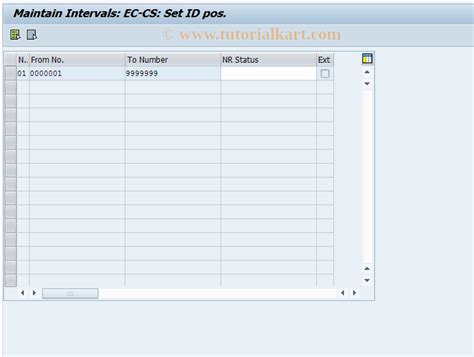 CX5A SAP Tcode Cons Number Ranges FS Items Transaction Code