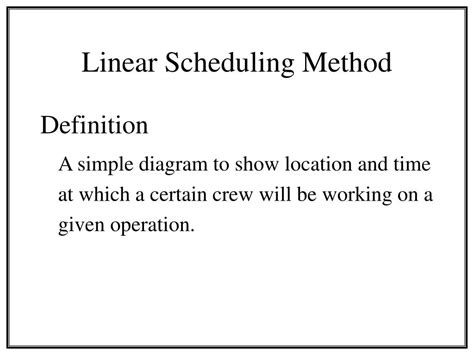 Ppt Linear Scheduling Method Powerpoint Presentation Free Download Id 845001