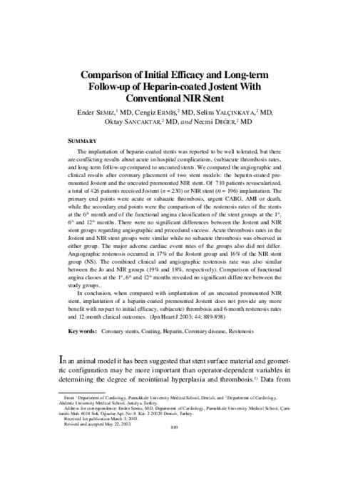 Pdf Comparison Of Initial Efficacy And Long Term Follow Up Of Heparin